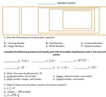 Real Number System Activity Page By Zetta TPT