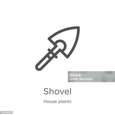 집 식물 컬렉션에서 삽 아이콘 벡터입니다 얇은 라인 삽 개요 아이콘 벡터 일러스트 레이 션 웹 사이트 디자인 및 모바일 앱 개발을 위한 윤곽 얇은 라인 삽 아이콘 0명에