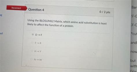 Solved Using The Blosum62 Matrix Which Amino Acid