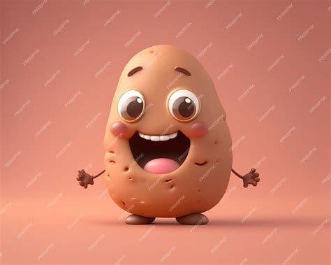Premium Ai Image Cute Potatoes Sweet Smile Isolated 3d Render Style