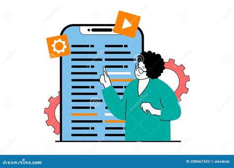 App Development Concept With People Scene In Flat Web Design Vector Illustration Stock
