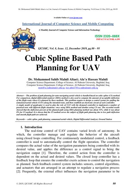 Pdf Cubic Spline Based Path Planning For Uav