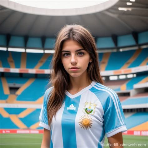 Argentine Woman In Soccer Stadium Stable Diffusion Online