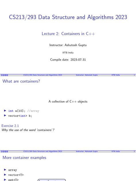 Lec 02 Containers Pdf Computer Programming Computing