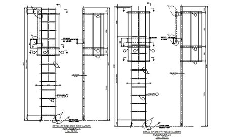 Typical Detail Of Side Step Type Ladder Has Given In This 2d Auotcad