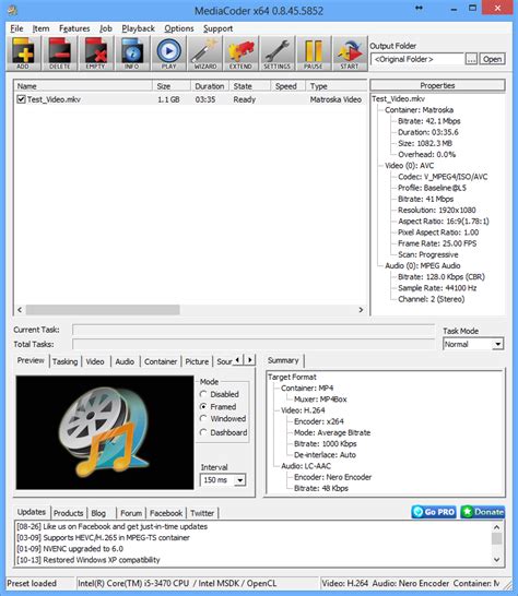 Программы видеоконвертирования Handbrake и Mediacoder в качестве теста