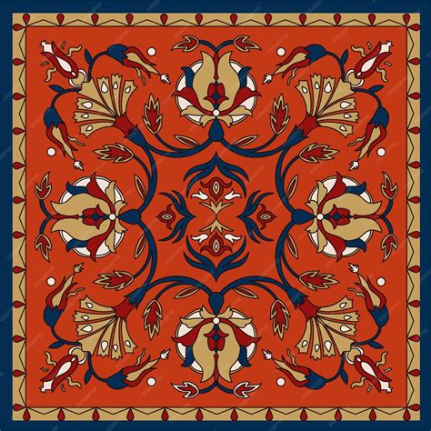 손으로 그린 페르시아 카펫 패턴 디자인 무료 벡터