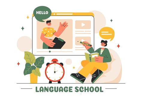 Premium Vector Language School Vector Illustration Of Online Learning
