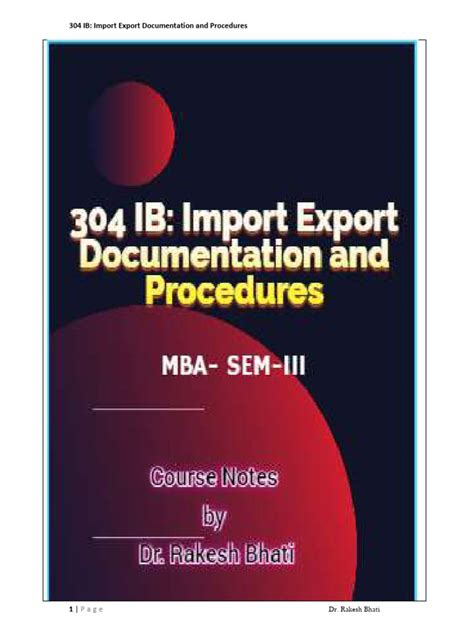 683302922 Import Export Documentation And Procedures Pdf Market