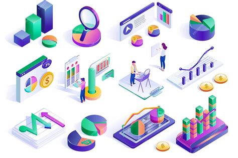 Financial Data Analysis Isometric Illustrations Premium Ai Generated