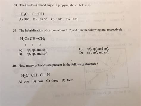 Solved The C C C Bond Angle In Propyne Shown Below Is