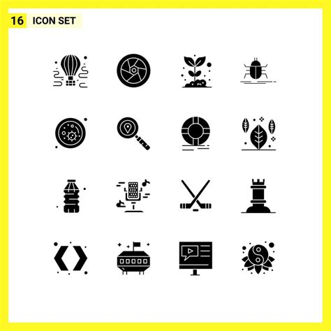 set of 16 modern ui icons symbols signs for testing bugs television bug nature editable vector