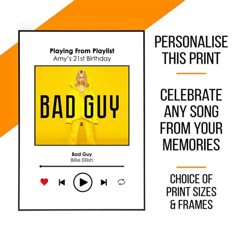 Spotify Personalised Song Photo Print Custom Music Print Etsy