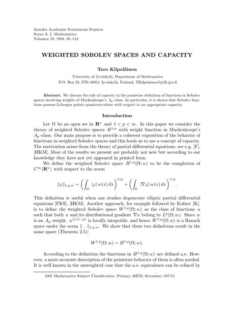 Pdf Weighted Sobolev Spaces And Capacity