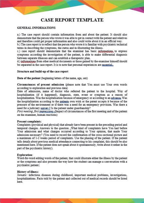 10 Printable Case Report Template Room Surf Com