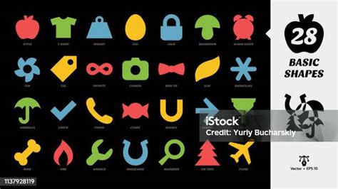 기본 색상 그림 문자 모양 아이콘 간단한 채우기 실루엣으로 검은 배경에 설정 사과 전화 사탕 자석 화살표 깔때기와 뼈 불 렌치 편 자 돋보기 전나무 나무 비행기 및 기타