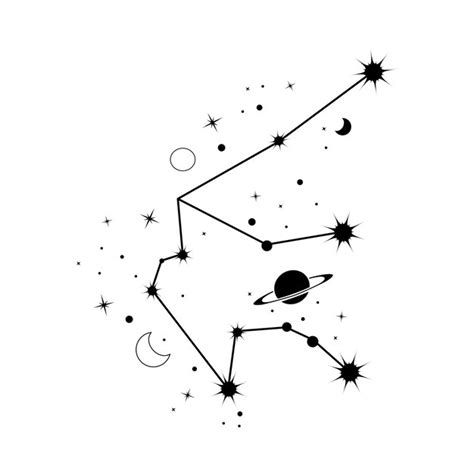 점성술 기호 및 선형 평면 조디악 기호 별자리 그림 프리미엄 벡터