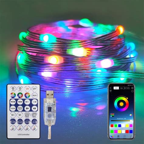 Lampu Led Symphony Rgb Lampu String Smart Tombol Bluetooth Bisa Di Atur Di Aplikasi Ponsel