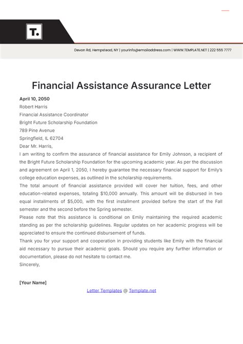 Free Assurance Letter Template To Edit Online
