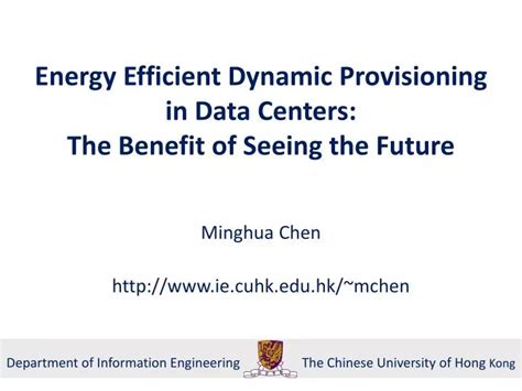 Ppt Energy Efficient Dynamic Provisioning In Data Centers The Benefit Of Seeing The Future