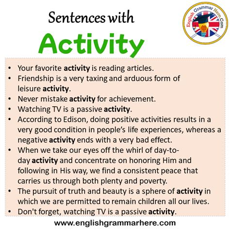 Sentences With Activity Activity In A Sentence In English Sentences For Activity English