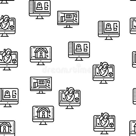 3d Modelling Software And Device Vector Seamless Pattern Stock Vector