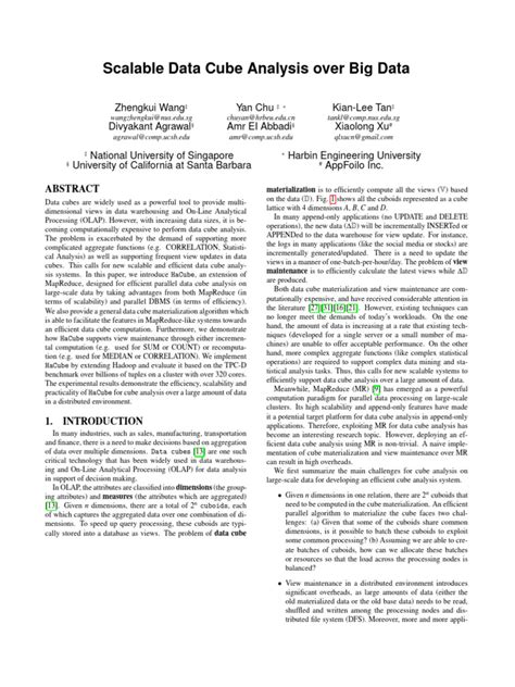 Scalable Data Cube Analysis Over Big Data Pdf Computing Information Technology Management