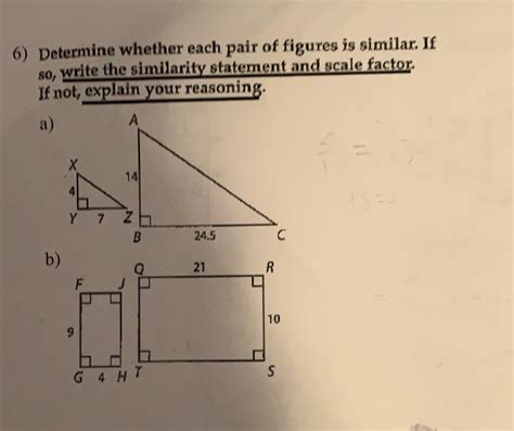 Solved 6 Determine Whether Each Pair Of Figures Is Similar If So Write The Similarity