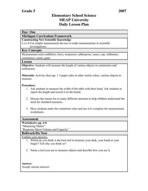 Grade 5 2007 Elementary School Science Meap Mydps