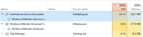 windows defender suddenly using all cpu windows server 2019 server