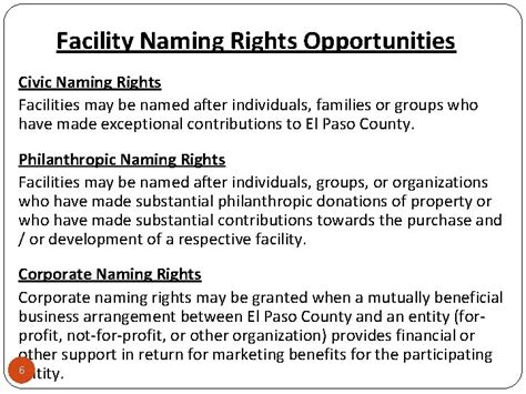 Facility Naming Rights Program Proposal Board Of County