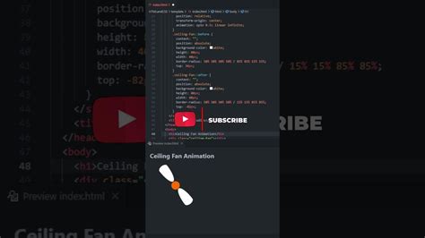 Ceiling Fan Animation Html And Css Tutorial For Beginners 2021 Shorts Coding Youtube
