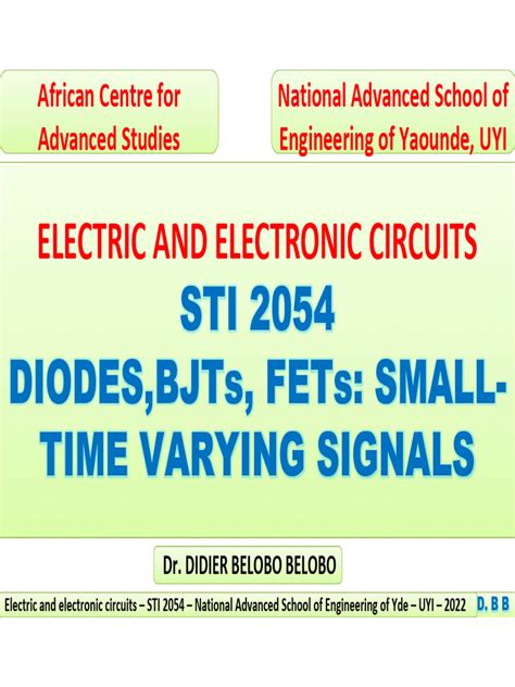 Sti 2024 Diodes Bjt And Mosfet Small Varying Signals Pdf Diode