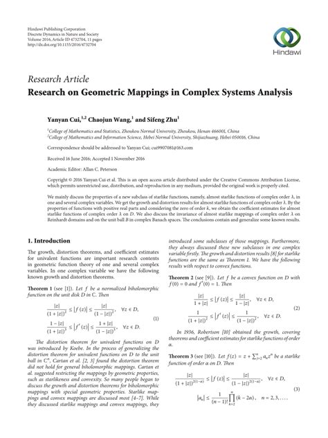 PDF Research On Geometric Mappings In Complex Systems Analysis