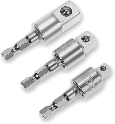 パワードリルソケットアダプター 360度回転可能 ユニバーサルジョイント スイベルソケットセット 4インチ 六角シャンク 2スクエアソケットドライブ