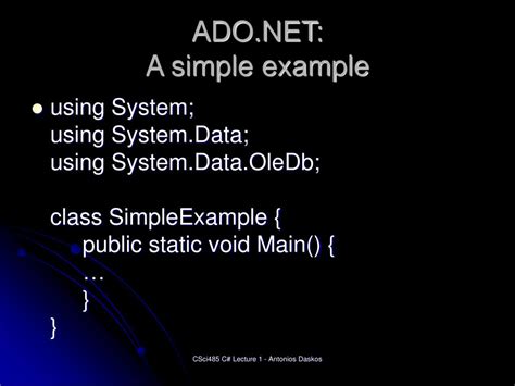 Ppt An Introduction To C And Database Programming With Adonet Powerpoint Presentation Id