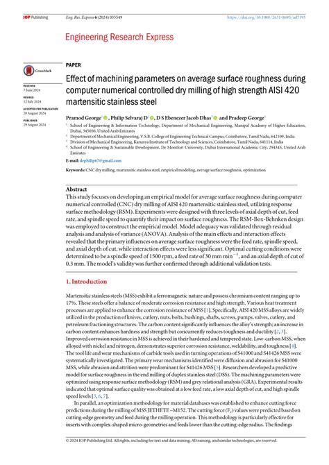 Effect Of Machining Parameters On Average Surface Roughness During Computer Numerical Controlled