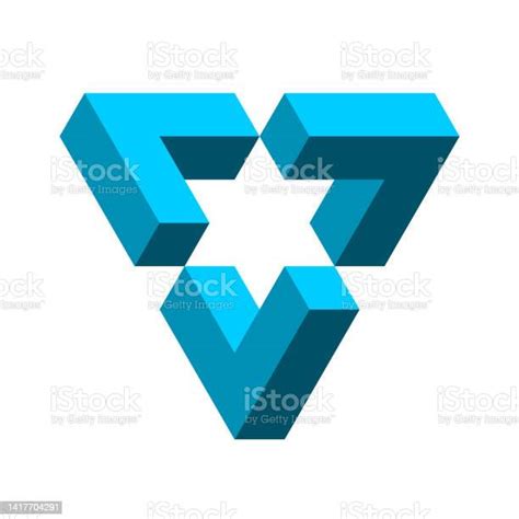 불가능한 파란색 삼각형 펜로즈 모양 Esher 기하학적 개체입니다 로고에 대한 스톡 벡터 아트 및 기타 이미지 로고 삼각형 3가지 개체 Istock