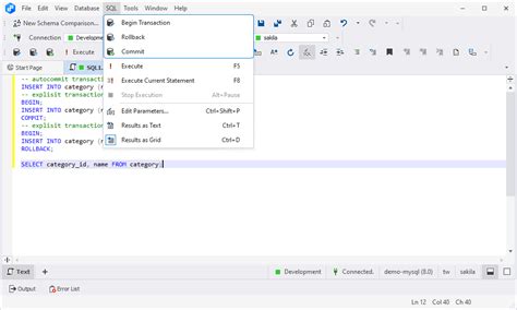 execute sql statements