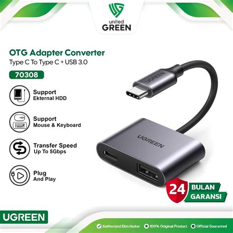 Jual Ugreen Otg Type C Male To Usb Type C Pd W Female High Speed Gbps Shopee
