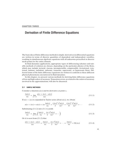 Finite Difference Equations Derivation