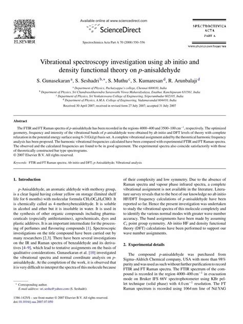 Pdf Vibrational Spectroscopy Investigation Using Ab Initio And