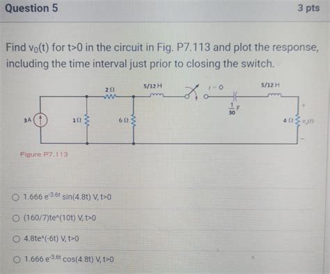 solved question 5 3 pts find vo t for t 0 in the circuit in