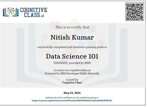 Completed Ibm Data Science Certification Nitish Kumar Posted On The