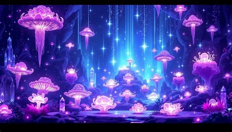 Free Glowing Purple Mushrooms Image Mushroom Fungi Bioluminescent