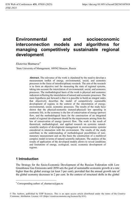Pdf Environmental And Socioeconomic Interconnection Models And