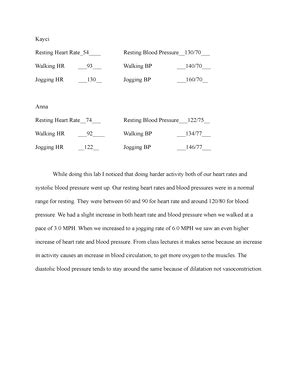 Kin Lab Report Teigen Detta October KIN Submax VO Lab Report Discuss