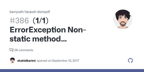11 Errorexception Non Static Method Barryvdhdompdfpdfloadview Should Not Be Called