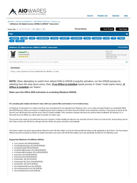 Windows 10 Digital License Hwid And Kms38 Generation Pdf Windows