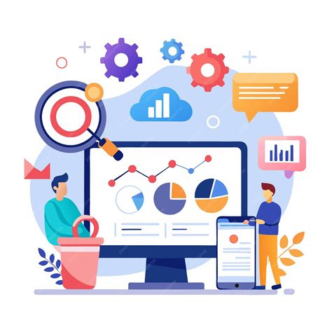Businesspeople Analyzing Data On Charts And Graphs Premium Ai Generated Vector